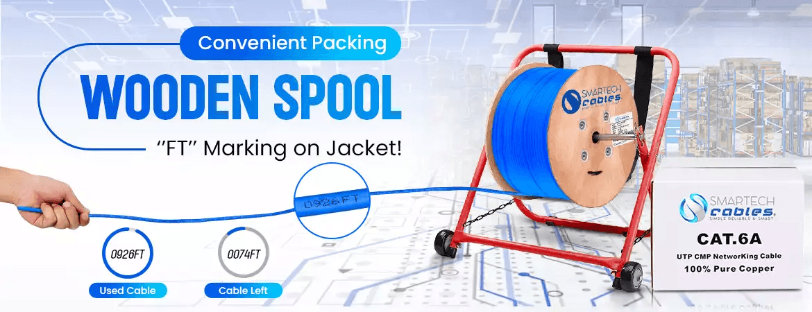 Riser Cat6a Ethernet Cable 1000ft Pure Copper UTP Ethernet Cable