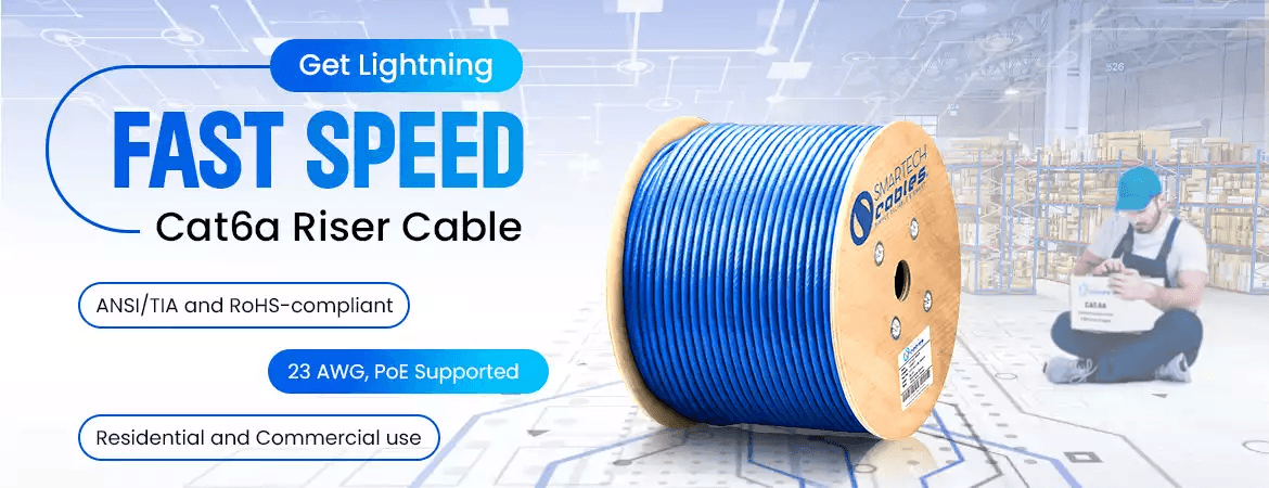 Riser Cat6a Ethernet Cable 1000ft Pure Copper UTP Ethernet Cable